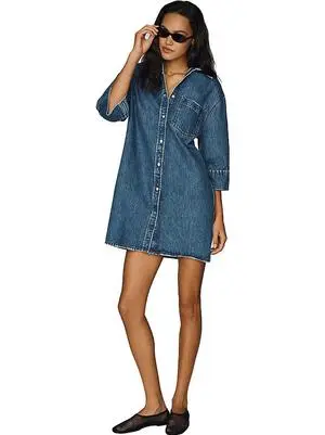 ANINE BING Mary Button-front Dress - Blue