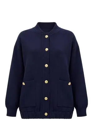 EXQUISE Barbara Knit Cardigan - Blue
