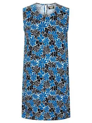 CRONO ZEE Flora Printed Shift Dress - Blue