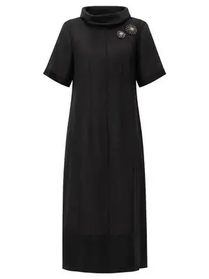 EXQUISE Exquise Midi Dress With High Neck And Short Sleeves