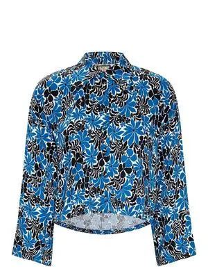CRONO ZEE Flora Print Long Sleeve Shirt - Blue
