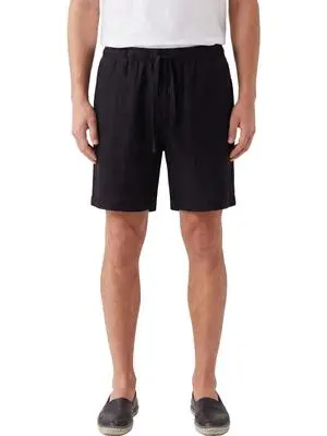 Commas Linen Blend Shorts - Black