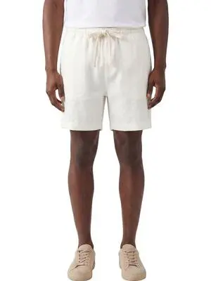 Commas Linen Blend Shorts - White