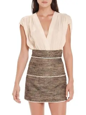 Zeus+dione Sleeveless V-neck Silk Top With Ruched Shoulders - Beige