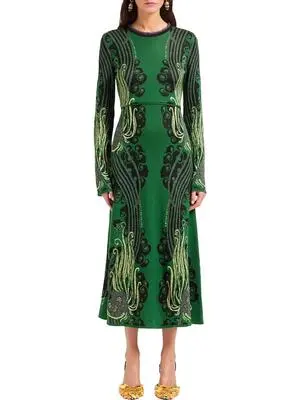 La DoubleJ La Doublej Midi Dress - Long Sleeve Knit Green