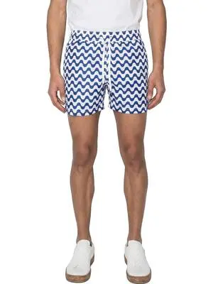 Frescobol Carioca Abstract Wave Swim Shorts - Navy