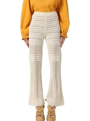 TWINSET Crocheted Flare Trousers - Beige