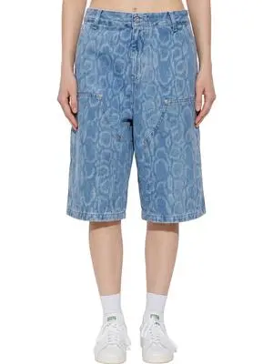 Carhartt Work In Progress Python Print Denim Bermuda Shorts - Blue