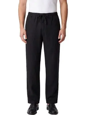 120% Lino Linen Drawstring Pants - Black