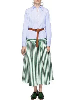 PAULA Rosalia Striped Cotton And Silk Poplin Shirt Dress - Multicolor