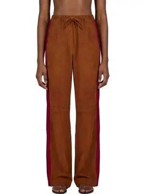 PAULA Dalila Suede Palazzo Trousers - Coffee