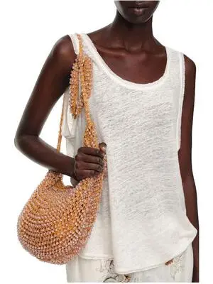 Bimba Y Lola Medium Crochet Beaded Shoulder Bag - Amber