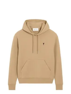 AMI Paris AMI Paris Cotton Hoodie With Ami De Coeur Embroidery Mastic Beige/black