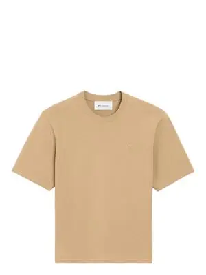 AMI Paris AMI Paris Beige Cotton T-Shirt Mastic Beige