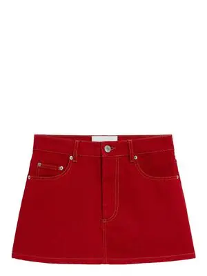 AMI Paris AMI Paris Red Cotton Mini Skirt Ruby Red