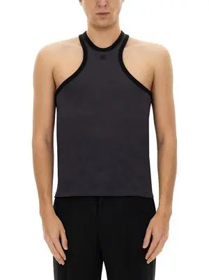 COURREGES Ribbed High Neck Tank Top - Black