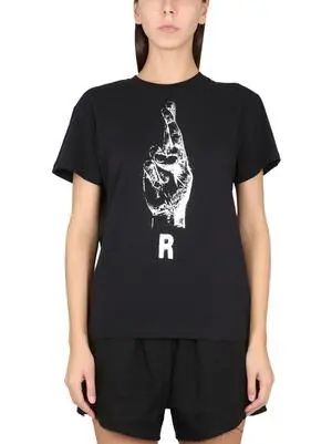Raf Simons Crewneck T-shirt With Front Logo Print - Black