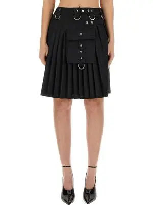 Givenchy Pleated Wool-mohair Blend Kilt Skirt - Black