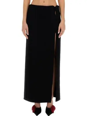 Magda Butrym Long Skirt With High Slit - Black