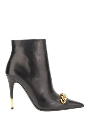 TOM FORD Leather Ankle Boots With Chain Detail - Black