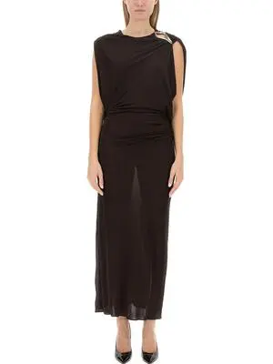LANVIN Draped Viscose Maxi Dress - Brown
