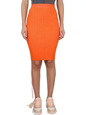Off-White Ribbed Knit Cut-out Skirt - Orange