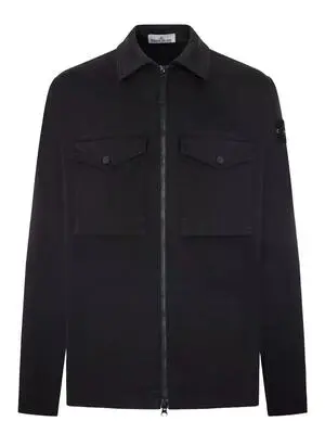 Stone Island Flap-pockets Zip-up Overshirt - Black