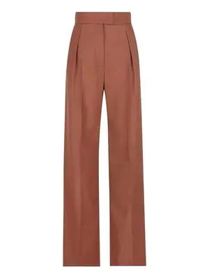 Valentino Garavani Pleated Wool Wide-leg Trousers - Brown