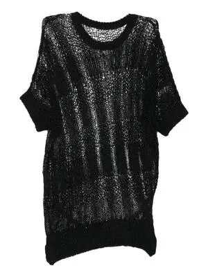 Y’s Asymmetric Drape Knit Top - Black