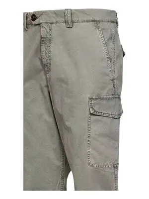 Brunello Cucinelli Garment-dyed Cotton Cargo Pants - Grey