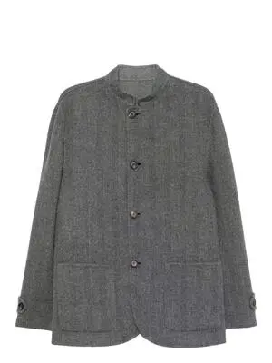 Eleventy Herringbone High-neck Coat - Grey
