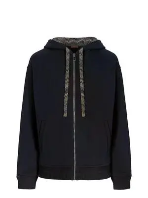 Missoni Zigzag-trim Zip-up Hoodie - Blue