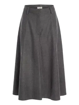 Brunello Cucinelli A-line Midi Skirt - Grey