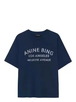ANINE BING Cade T-shirt Melrose Stencil Navy - Blue