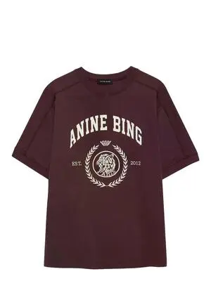 ANINE BING Jaylin T-shirt With Embroidered Collegiate Graphic - Red