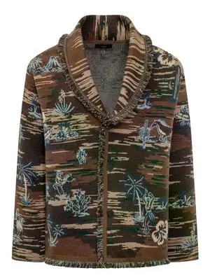 Alanui Fringed Jacquard-knit Cardigan - Brown