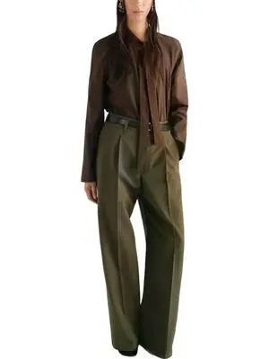 LEMAIRE Ascot Blouse In Washed Cotton Silk - Brown