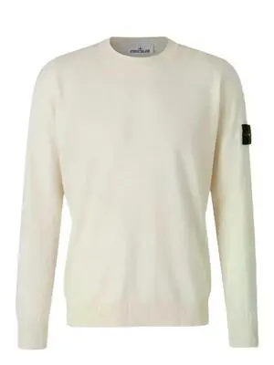 Stone Island Stone Island Logo-Patch Wool Crew Neck Sweater Neutrals