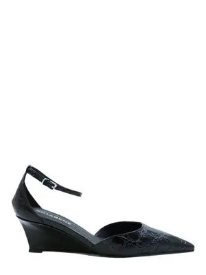 NOTABENE Crocodile-effect Wedge Sandals - Black