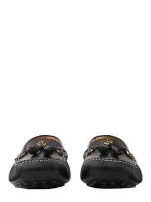 Versace Robin Leather Driving Shoes - Black