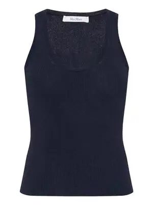 Max Mara Ribbed Knit Racer Back Tank Top - Blue