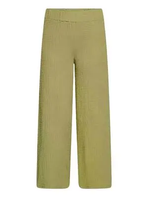 BETTY BARCLAY Seersucker Texture Wide-leg Trousers - Green