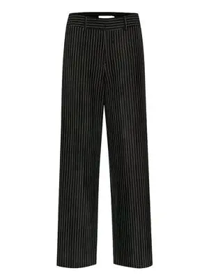 GESTUZ Tailored Pinstripe Wide-leg Trousers - Black