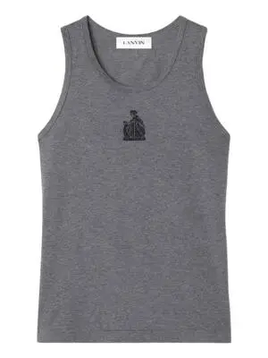 LANVIN Mother And Child Embroidered Jersey Tank Top - Grey