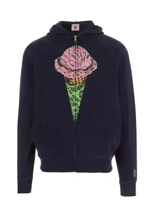 ICECREAM Logo-print Zip-up Hoodie - Blue