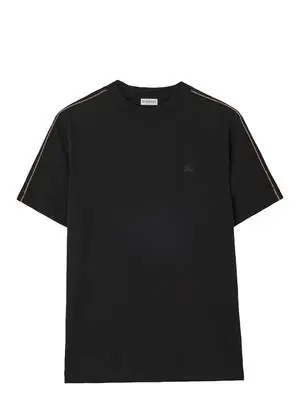 Burberry Cotton Check-piping Slim T-shirt - Black