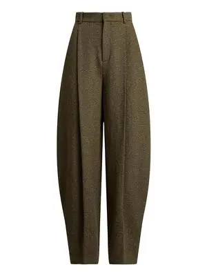 Ralph Lauren Belted Tapered Linen-cashmere Trousers - Green