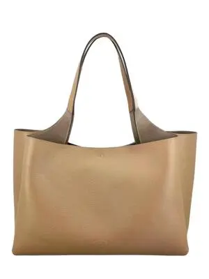 TOD'S Medium Logo-embossed Pebbled-leather Shoulder Bag - Neutrals