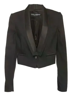 Dolce & Gabbana Shawl-lapel Cropped Wool Blazer - Black