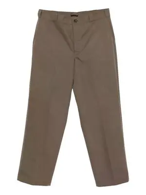 Prada Logo Plaque Straight-leg Trousers - Brown